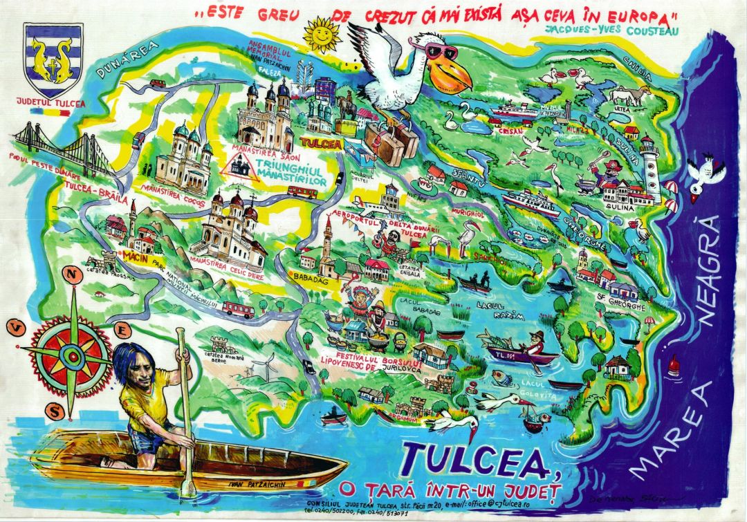 Harta umoristică a județului Tulcea, folosită pentru promovarea ...